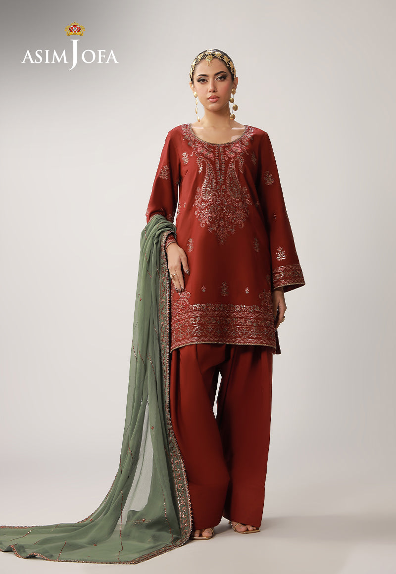 AJULO-05 Embroidered Boski Silk Unstitched 3 Pcs – Global AJ